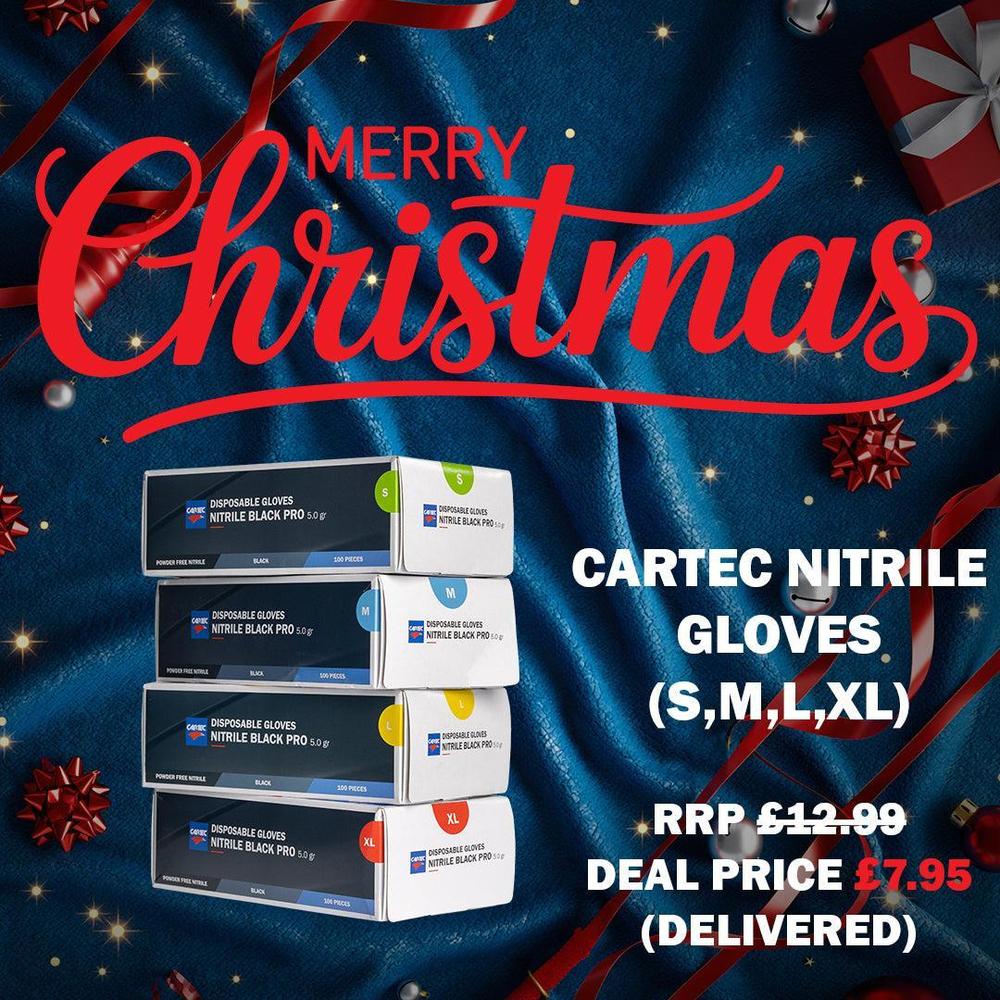 NEW Cartec Black Nitrile Disposable Gloves 5.0gr (Box 100) – Cartec UK
